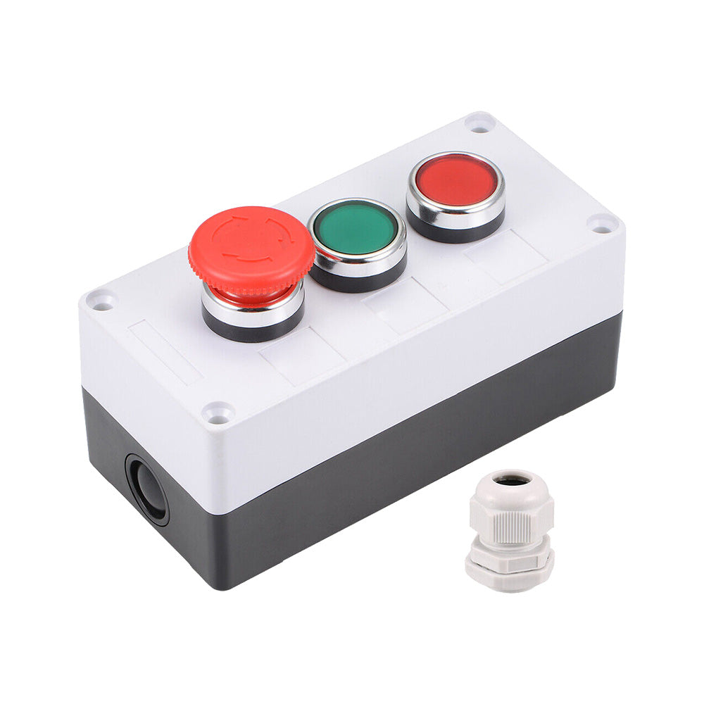 Push Button Switch Box With Red Green NO NC Switch + Emergency Stop ...