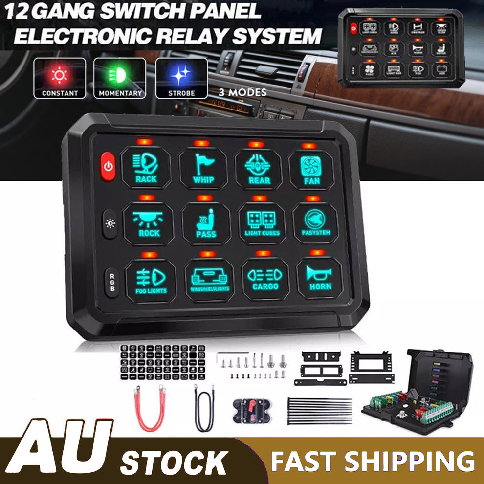 12 Gang RGB Switch Panel Kit for 4WD SUV Truck UTE 12V/24V LED Control ...